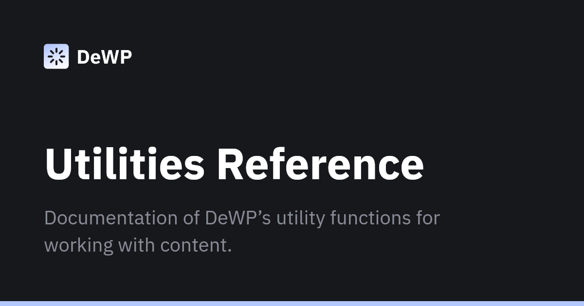 Utilities Reference | DeWP